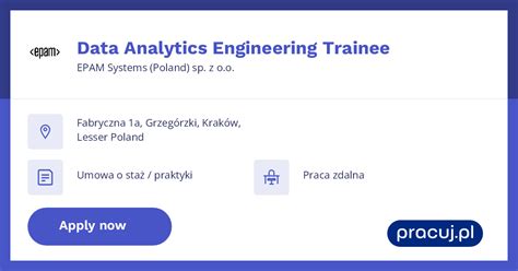 Oferta Pracy Data Analytics Engineering Trainee Epam Systems Poland