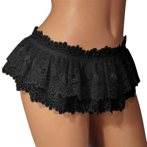 Women Lace Mini Skirt Micro High Waist Short Lingerie Underwear Panties