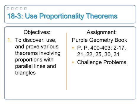 Proportionality Theorems Parallel Lines And Triangles