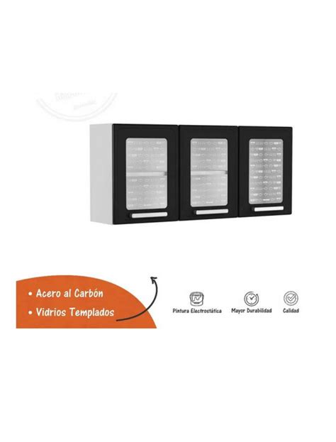 Gabinete Superior De Cocina En Acero Con Vidrios Templado Cm