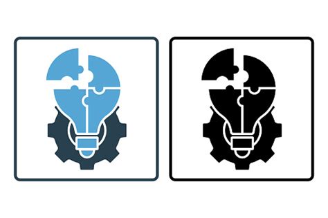 효과적인 솔루션 아이콘입니다 창의적인 아이디어 전구 퍼즐 조각 기어 개념 단색 아이콘 스타일입니다 간단한 벡터 디자인 편집 가능 0명에 대한 스톡 벡터 아트 및 기타 이미지