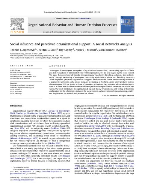 Pdf Social Influence On Perceived Organizational Support