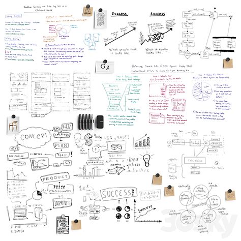 Whiteboard Notes Stickers Set Decorative Set D Model
