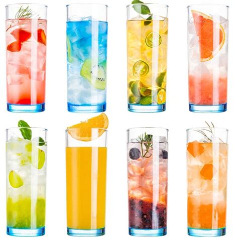 8 Pcs Crystal Highball Glasses 13 Oz Drinking Glasses With Heavy Base