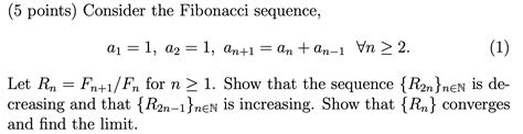 solved 5 points consider the fibonacci sequence 01 1
