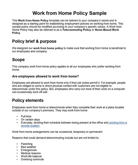 25 Free Remote Working Policy Template And Sample Pdf American Templates