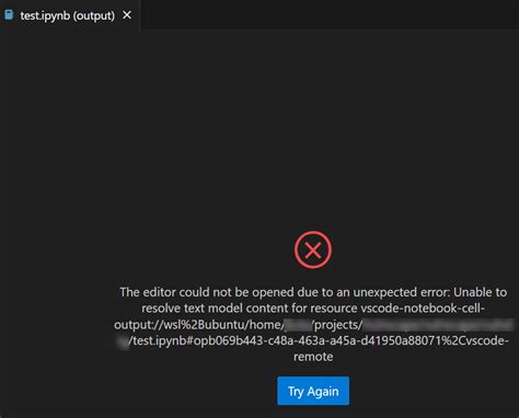 Error Unable To Resolve Text Model Content For Notebook Cell Output