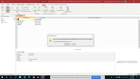 Delete A Field And Set A Table S Primary Key Access YouTube