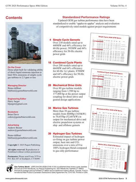 2025 Performance Specs Volume 40 Gas Turbine World