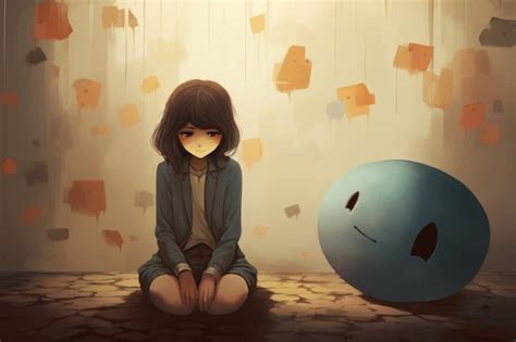 Un personaje de dibujos animados en las profundidades de la depresión