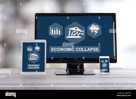 Economic Collapse Concept Shown On Different Information Technology