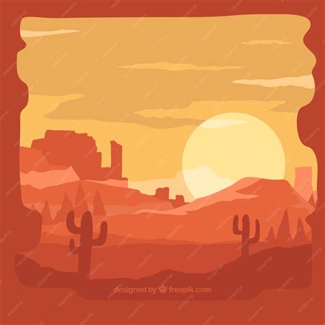 Free Vector Background Of Desert At Sunset