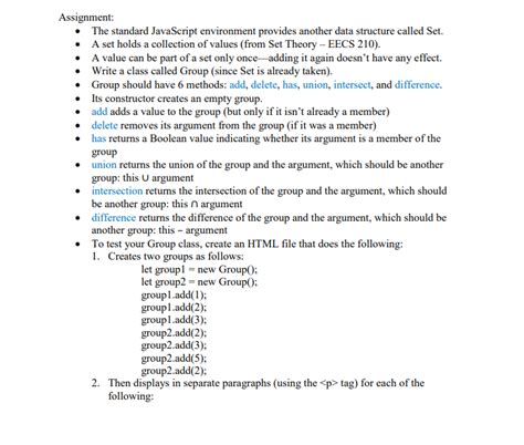 Solved Assignment The Standard Javascript Environment