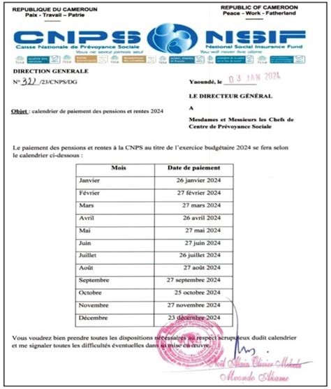 Pensions Et Rentes Le Calendrier Annuel 2024 De Paiement Par La CNPS Est Connu L Ecojudiciaire