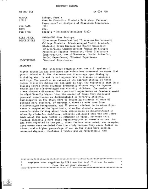 Pdf An Analysis Of Classroom Discourse