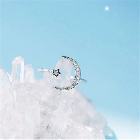 Jewelry New Sterling Silver Moon Star Adjustable Ring Poshmark