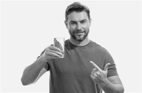 Man Drinking A Fresh Glass Of Water Thirsty Man Holding Glass Drinks