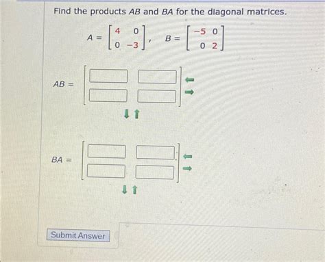 Solved Find The Products Ab ﻿and Ba ﻿for The Diagonal