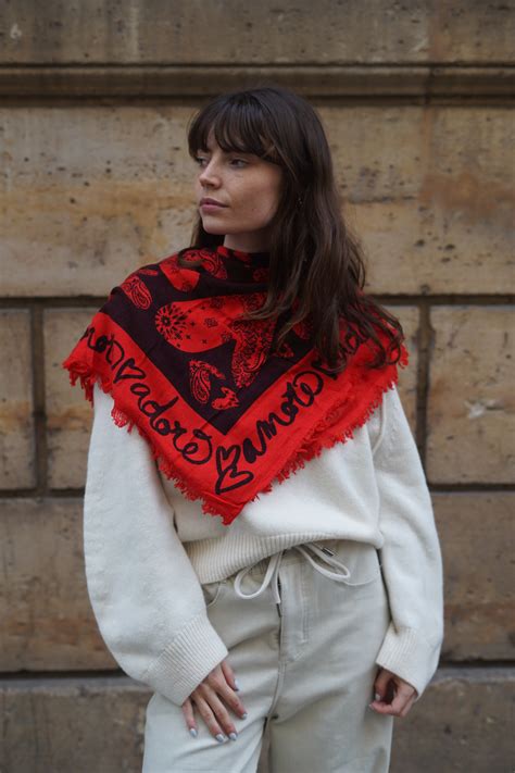 Foulard Bandana Lana Coeur Red Corail Adore Paris