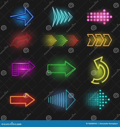 Flèche Au Néon Réaliste Sur Un Fond Foncé Illustration de Vecteur Illustration du lumineux