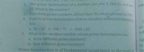 2 The Prime Factorisation Of A Number Has One 2 Two 3 S And Note 11