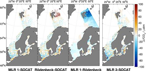 Average Regional Differences Between MLR 1 And Gridded SOCAT V5 Data