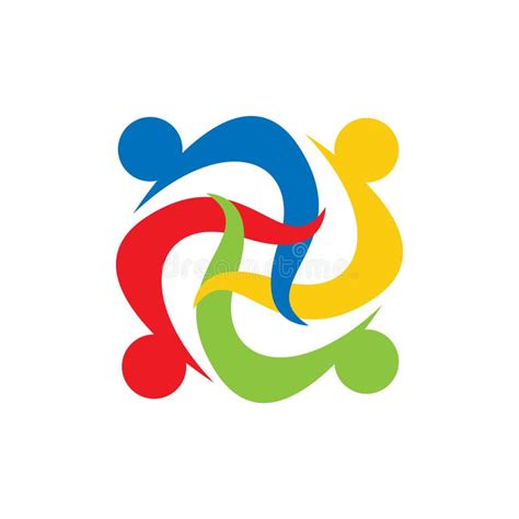 Abstract Connected Unity People Community Logo Design Vector