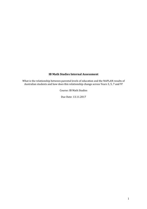 Ib Math Studies Ia Specialist Mathematics Year 12 Qce Thinkswap