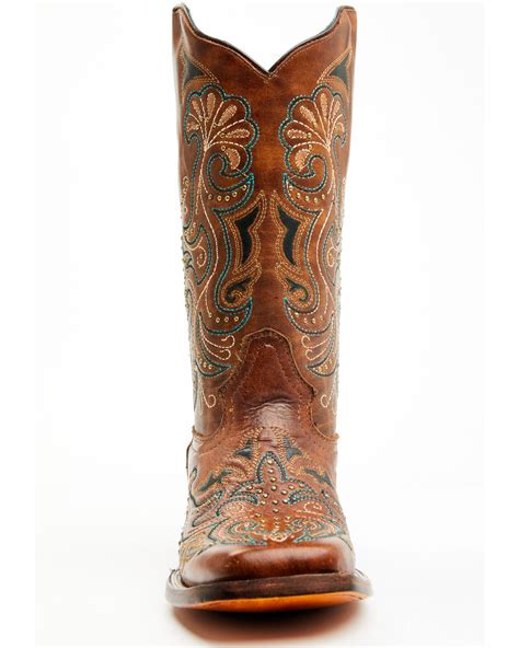 Corral Womens Embroidered Western Boots Broad Square Toe Tan