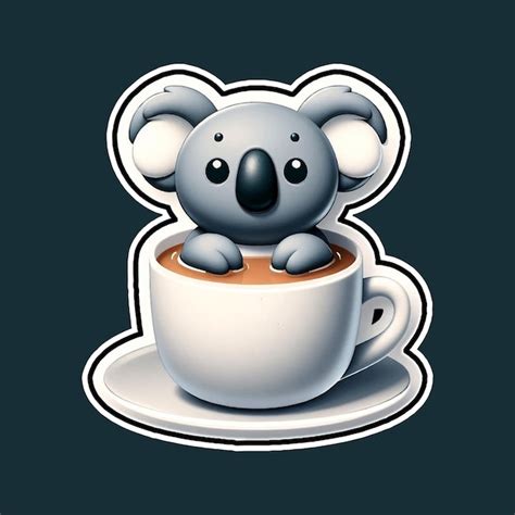 Koala en una ilustración de taza de té Vector Premium