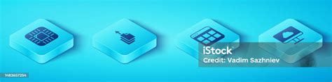 Set Isometric Processor With Cpu Data Export Cloud Technology Data Transfer And Browser Files