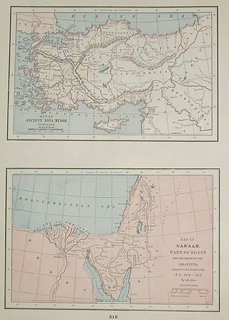 Ancient Asia Minor Map Of Canaan Part Of Eqypt And The Route Of The