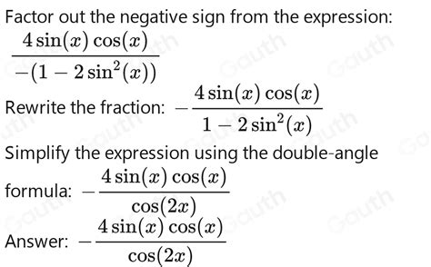 Solved Sin 6 513 A 52 Simplify 4sin Xcos X2sin2x 1 To A Single