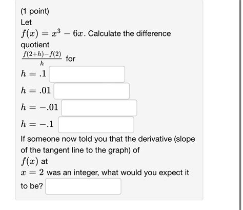 Solved 1 ﻿point Letf X X3 6x ﻿calculate The Difference