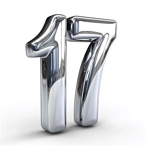 3d Silver Number 17 Isolated On White Background Premium Ai Generated