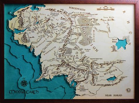 3D Middle Earth Map, wooden craft and hand-painted | Mappe, Terra di ...