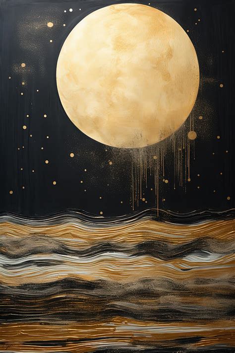 Golden Moon Seascape Art Painting By Lourry Legarde Fine Art America