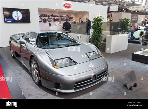 Paris France Rétromobile 2019 Focus On A Grey 1994 Bugatti Eb110