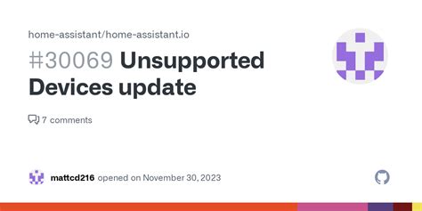 Unsupported Devices Update · Issue 30069 · Home Assistanthome · Github