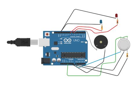 Circuit Design Give Alert Buzzer And Led Using Gas Sensor In