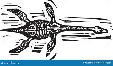Plesiosaurus Fossil Stock Vector Illustration Of Extinct 46355012
