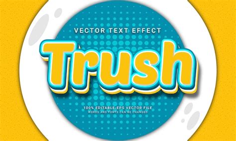 Premium Vector Trush Editable Text Effect With Yellow Color