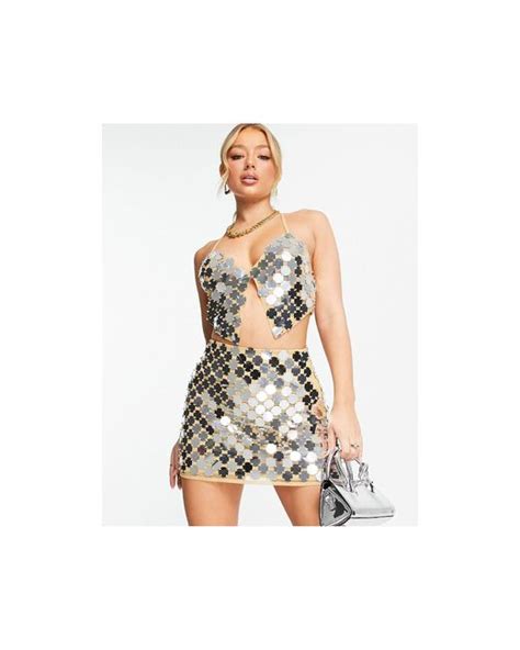 Asos Micro Mini Skirt In Silver Metallic Lyst Canada