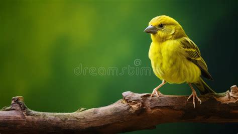 Complexity Theory Inspired Canary On Wood Branch With Green Background