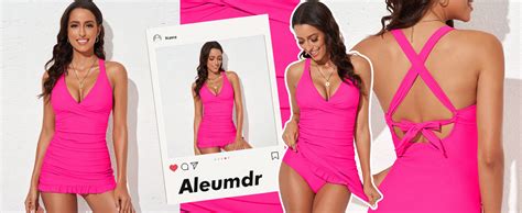 Aleumdr Women Retro Tankini Swimdress Tummy Control Bathing