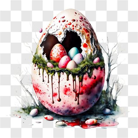 Download Creepy Easter Egg With Blood And Branches Pngs Online