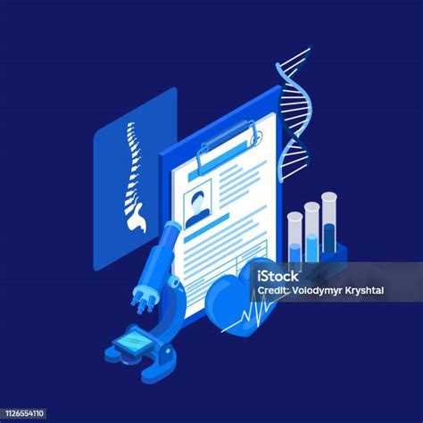 의료 진단 개념입니다 실험실 연구 Dna 방사선 사진 및 혈액 검사 3 차원 Isometric 일러스트 벡터 Dna에 대한 스톡 벡터 아트 및 기타 이미지 Istock