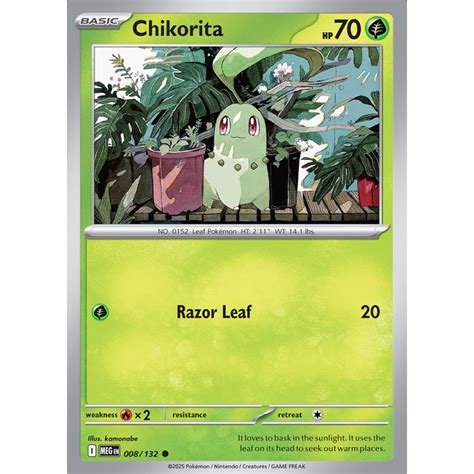 Pokemon Tcg Chikorita 008132 Mega Evolution Base Set Shopee Philippines