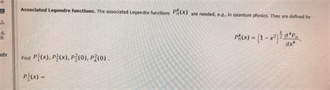 Solved Associated Legendre Functions The Associated