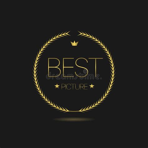 Best Picture Golden Laurel Wreath Label Stock Illustration